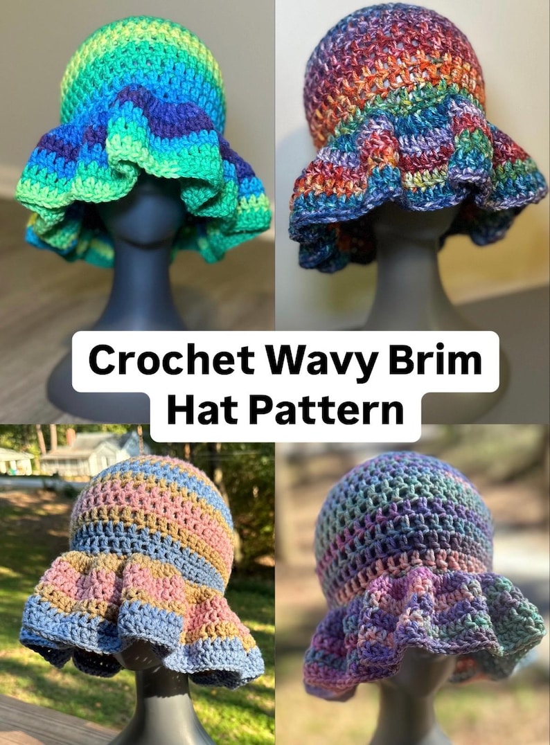 Easy Crochet Wavy Brim Hat Pattern | Digital Pattern - Etsy