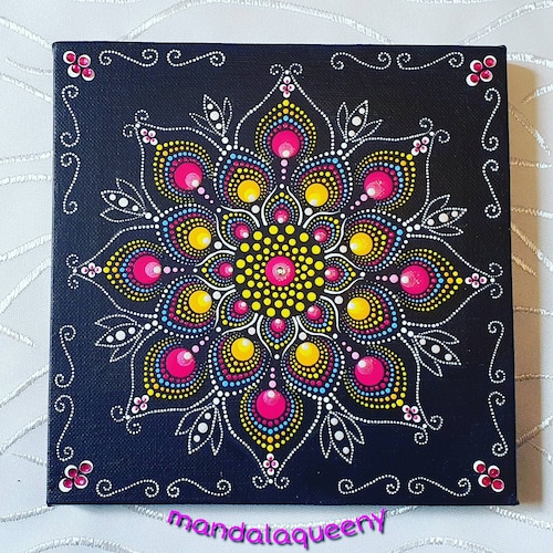 12 X 12 Dot Art Mandala Canvas Painting - Etsy