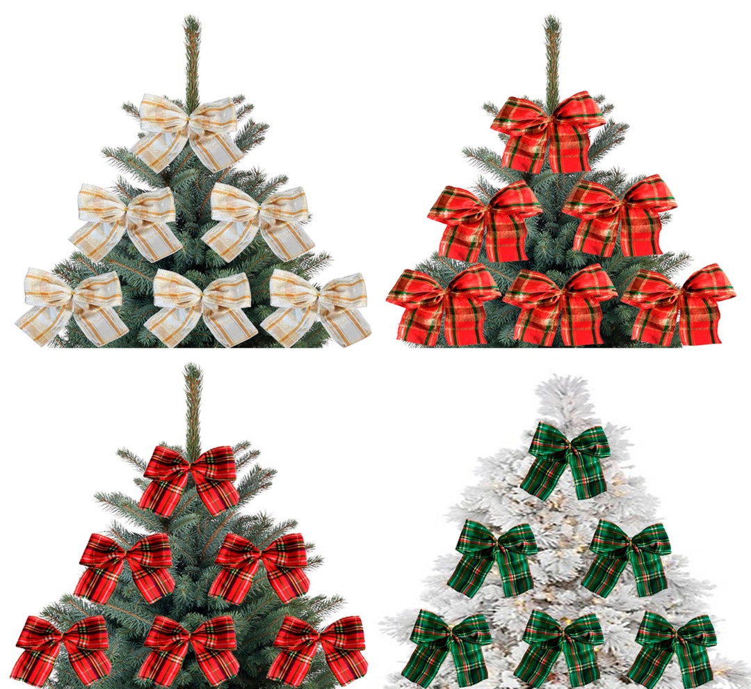 5X Red and Gold Christmas Tree Bows Bow Decoration Gift Ornament Merry ...