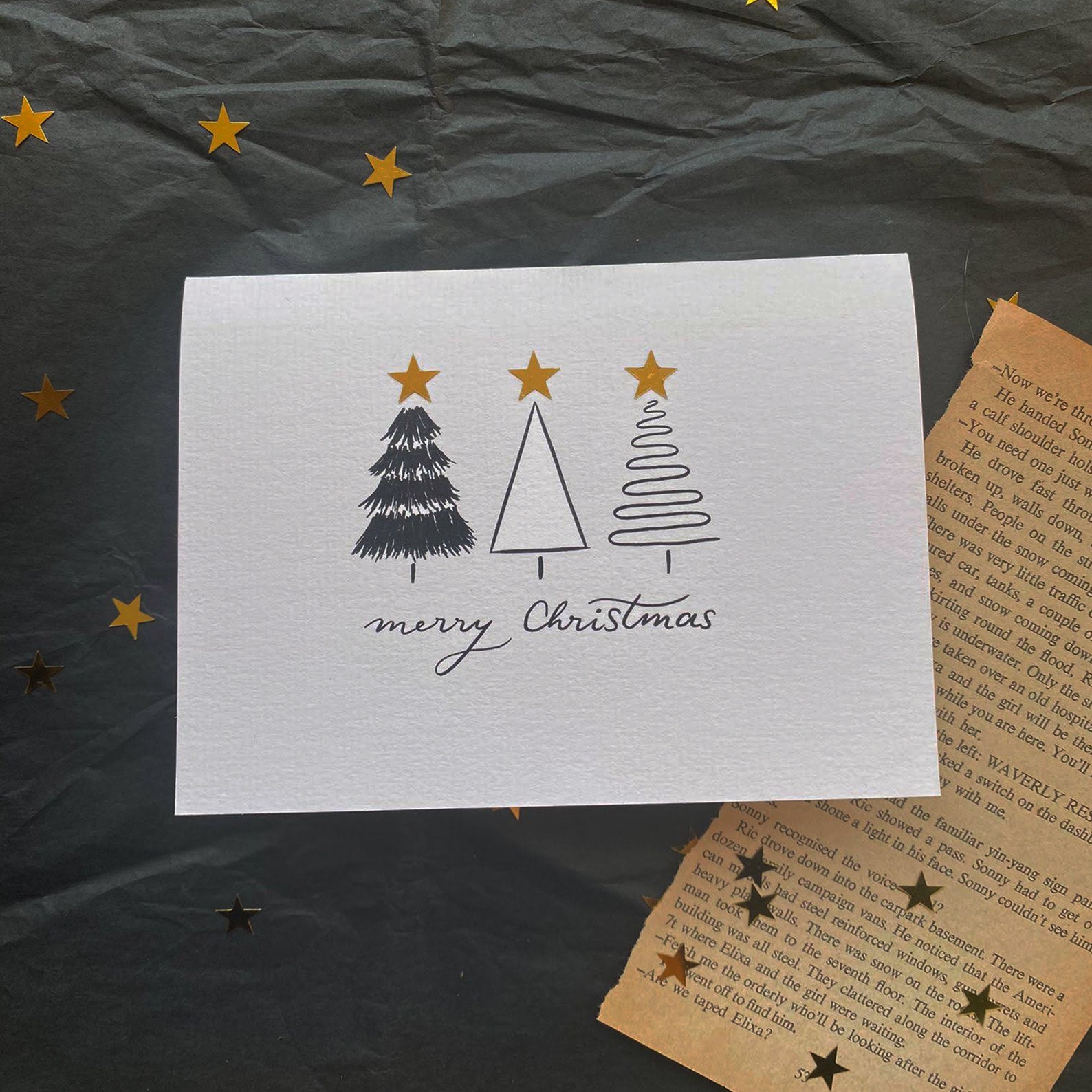 Christmas Card, Homemade Holiday Greeting Card, A6 Christmas Tree Card ...