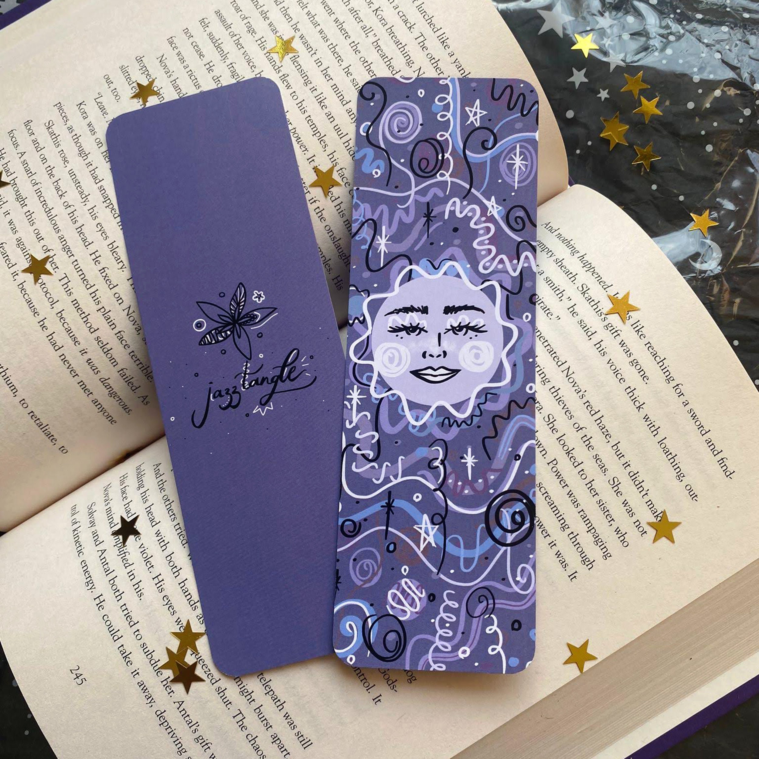 Sun and Moon Bookmarks, Zentangle Design, Celestial Book Accessories ...