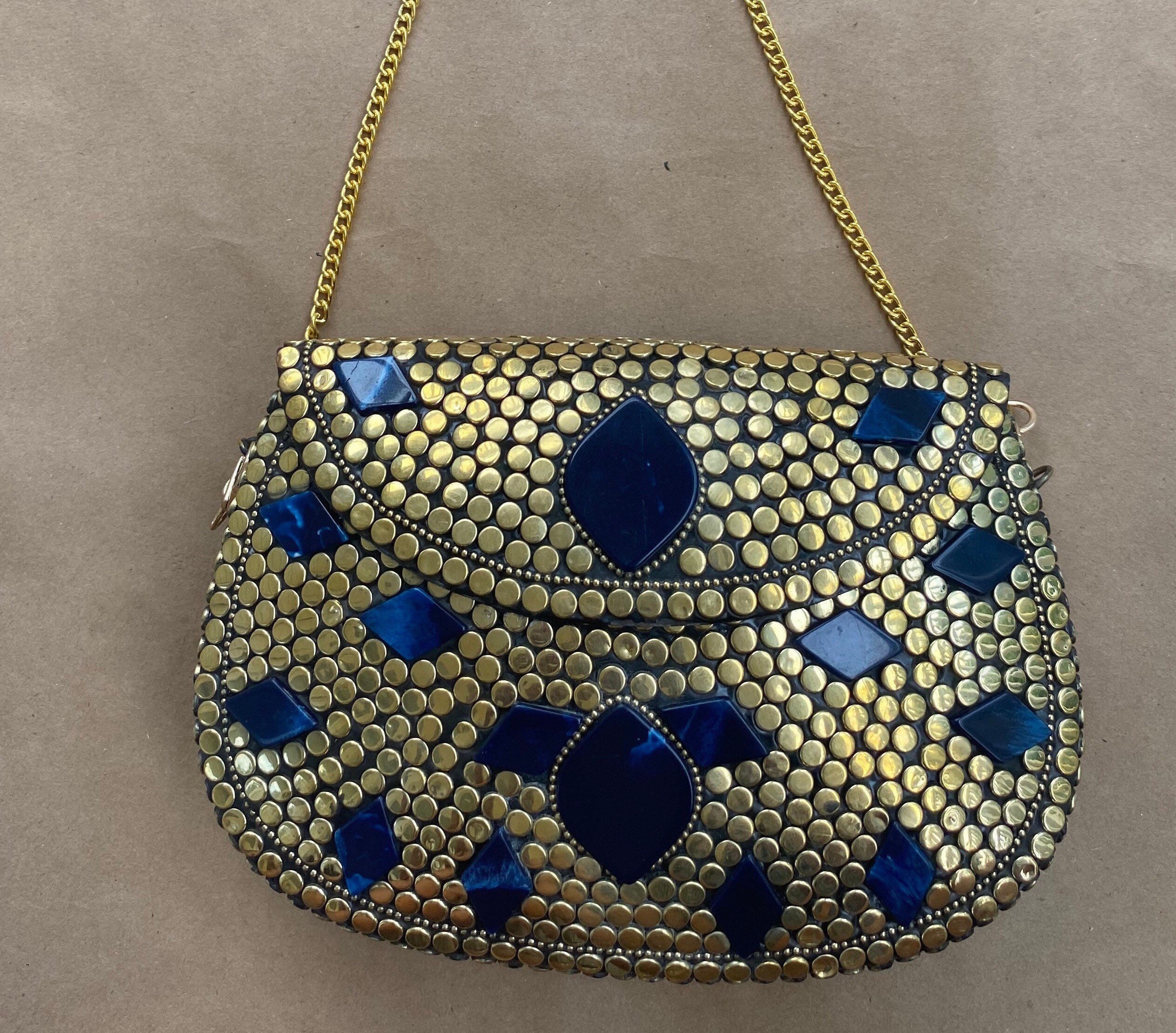 Handmade Gold Studded Shoulder Bag Gold Geometric Metal Bag - Etsy