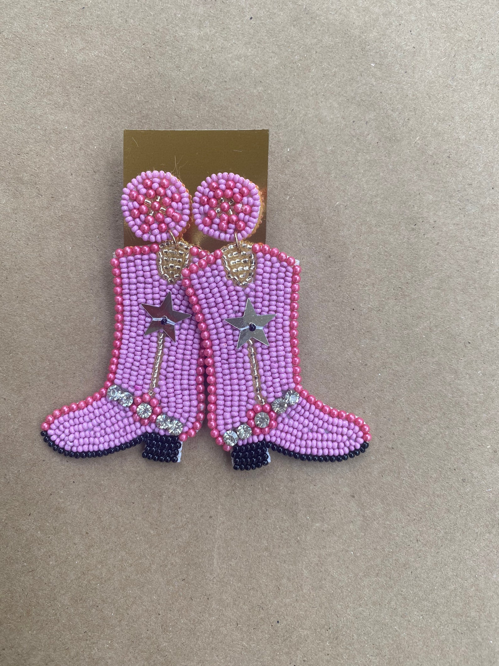Pink Beaded Earring Pink Cowboy Boot Earrings Beaded Cowboy Boot ...