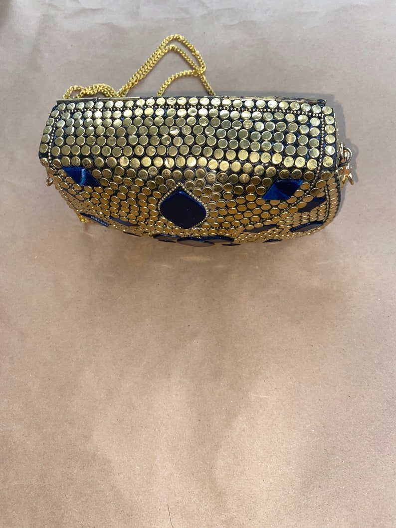 Handmade Gold Studded Shoulder Bag Gold Geometric Metal Bag - Etsy