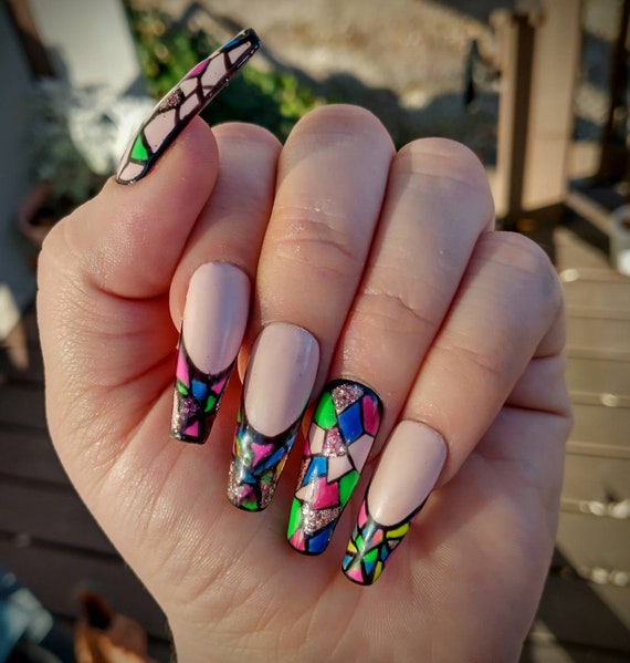 Mosaic Press on Nails Prep Kit Gel Coffin Ballerina - Etsy