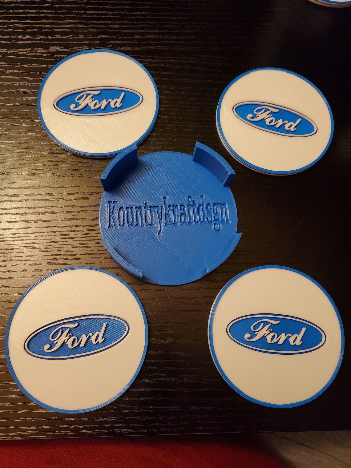 3D Printed Ford Coaster set 4 PCS and Holder | Etsy