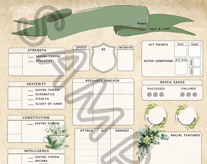 Form-fillable Sunlit Character Sheets - Etsy