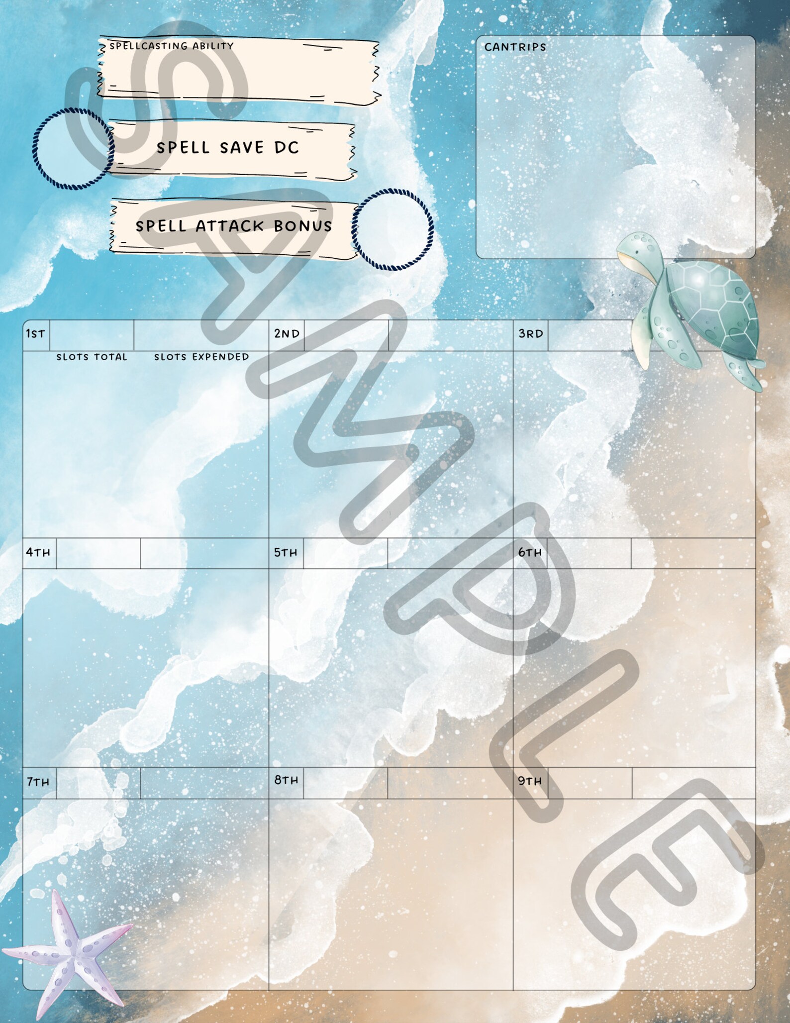 Dnd 5e Character Sheet Nautical Form Fillable - Etsy