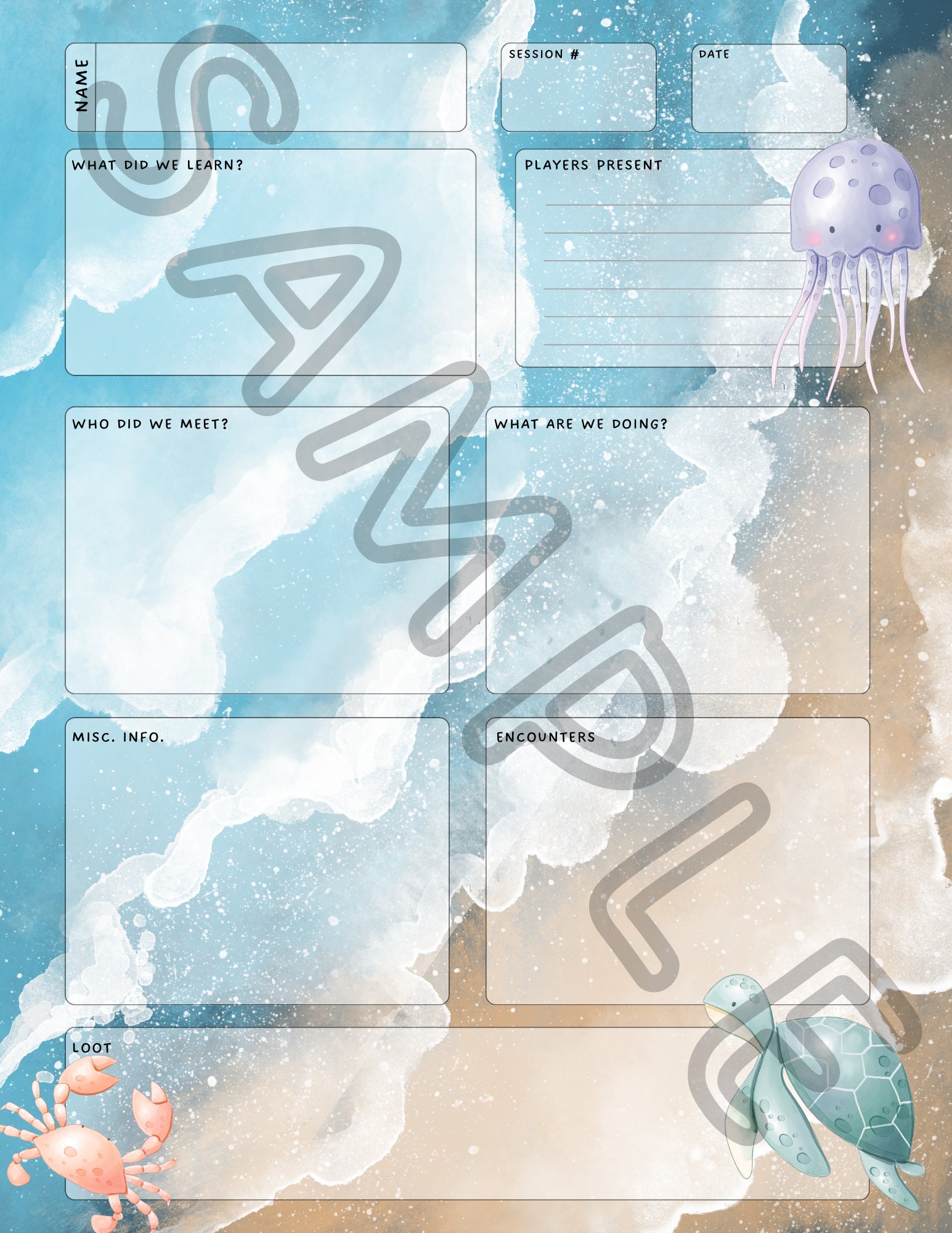 Dnd 5e Character Sheet Nautical Form Fillable - Etsy