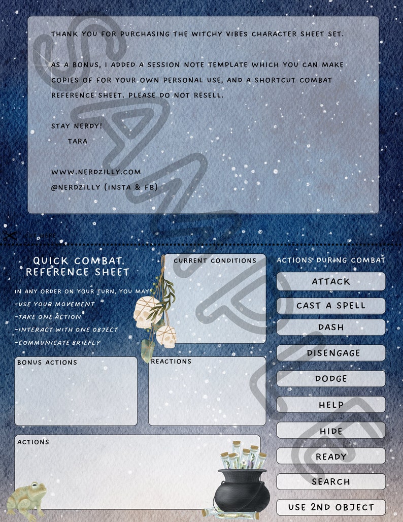 Dnd 5e Character Sheets Witchy Vibes Form Fillable - Etsy