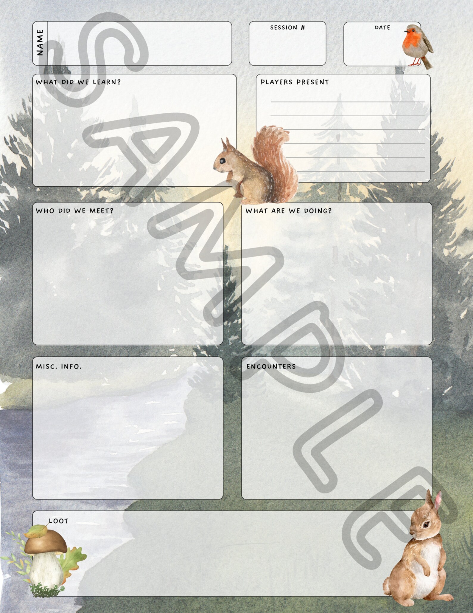 Dnd 5e Character Sheet Woodland Adventurer Form Fillable - Etsy