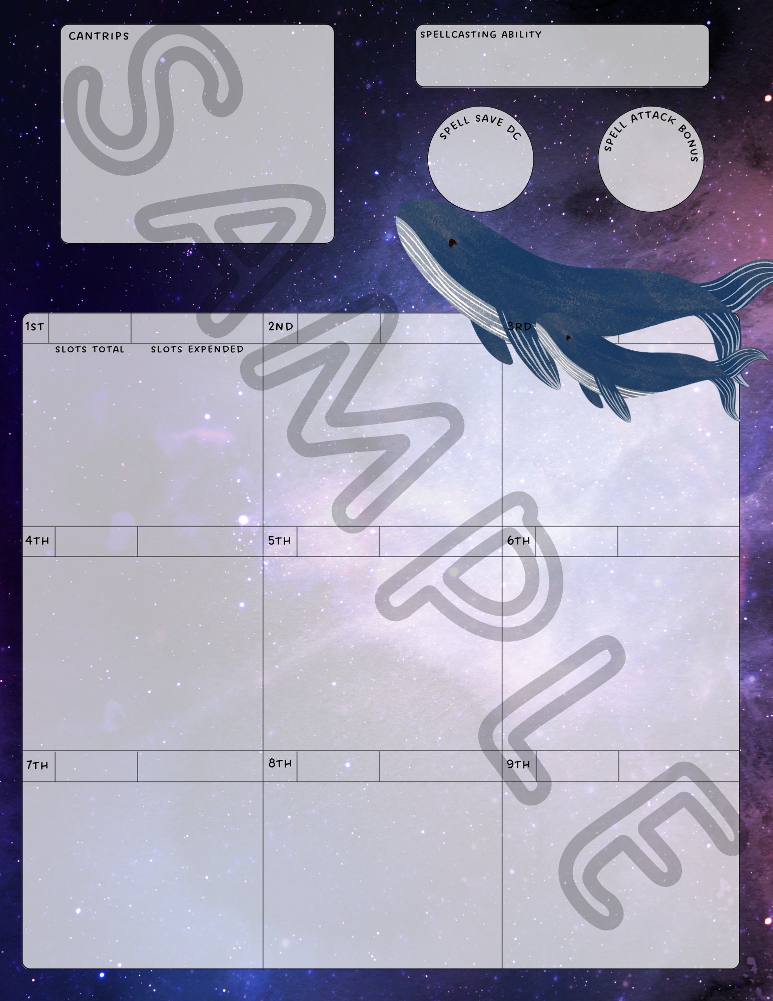 Dnd 5e Character Sheets Space Form Fillable - Etsy