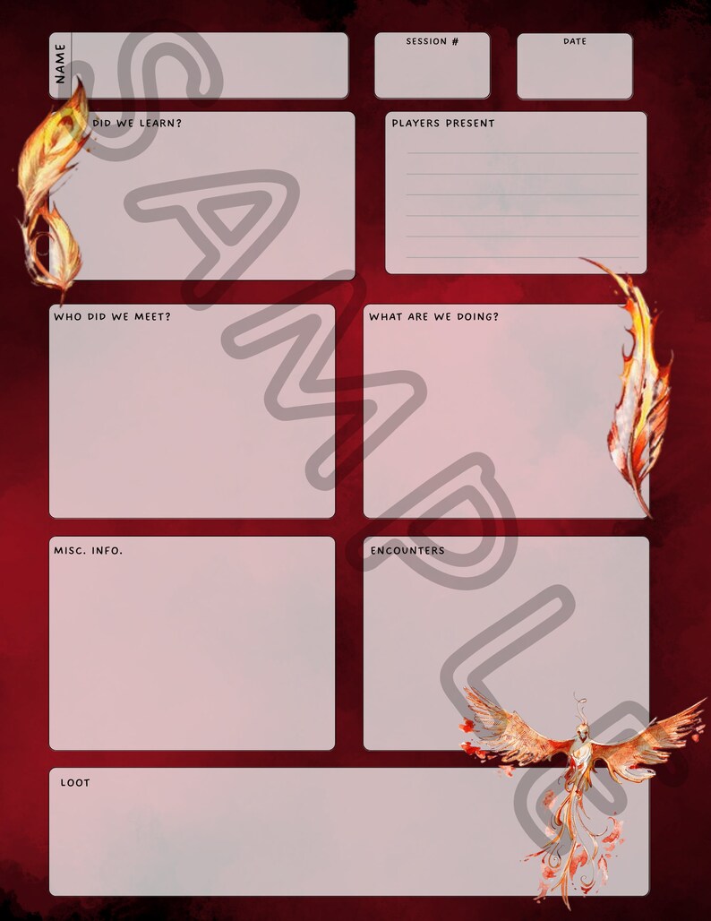 Dnd 5e Character Sheets Phoenix Form Fillable - Etsy