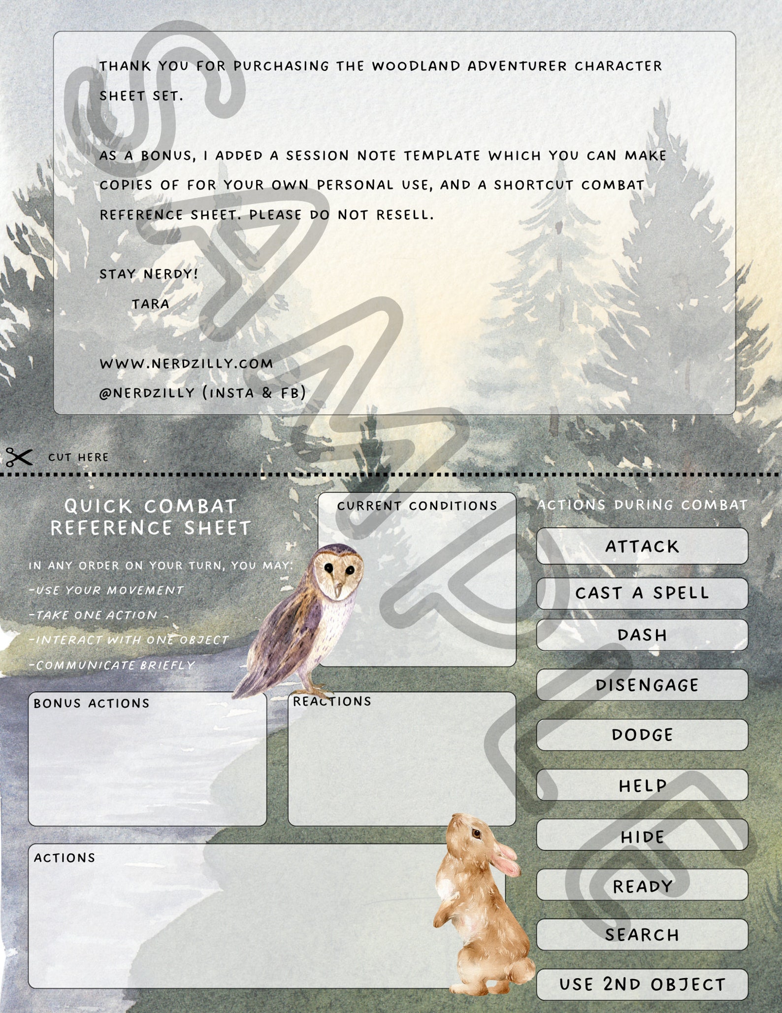 Dnd 5e Character Sheet Woodland Adventurer Form Fillable - Etsy