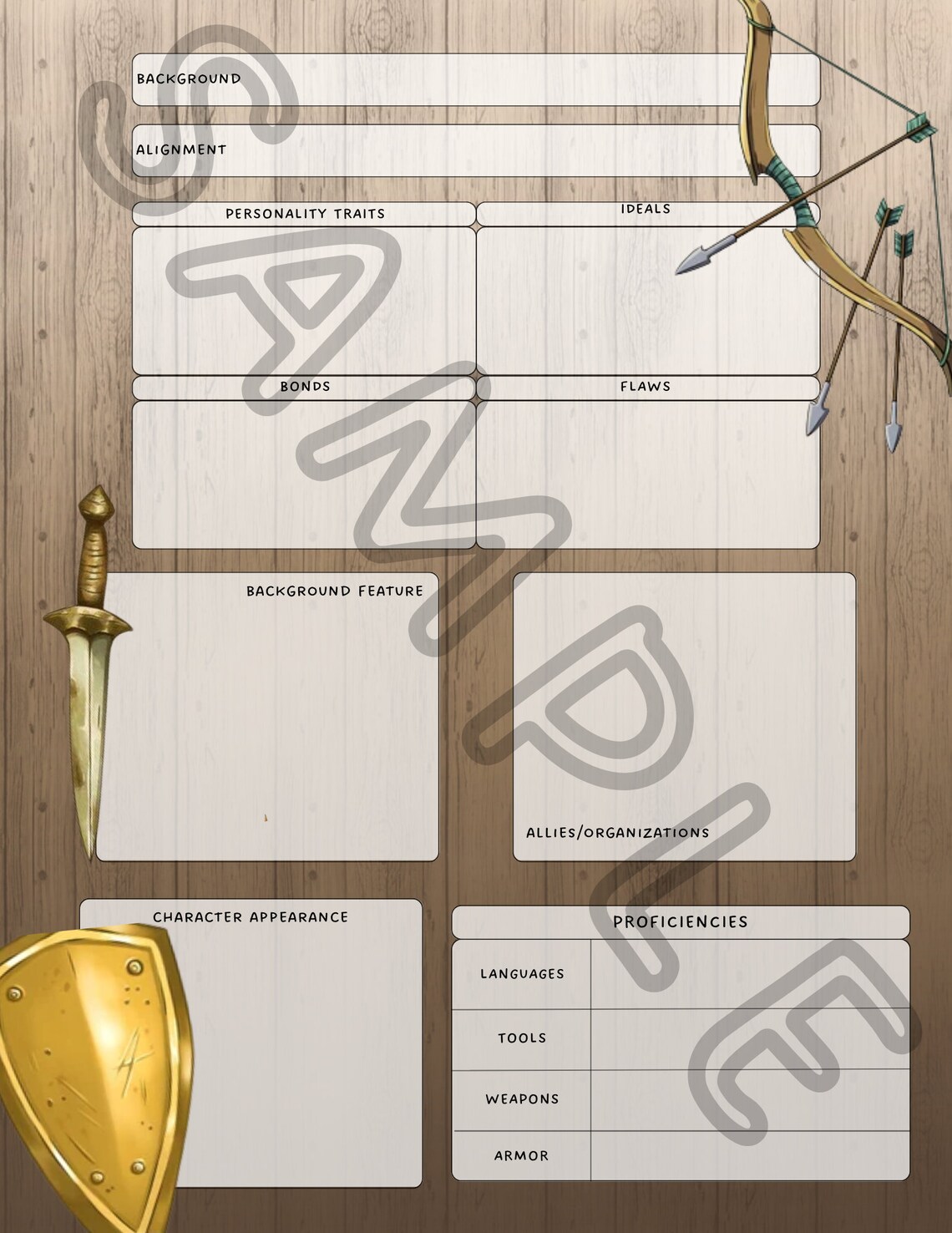 Dnd 5e Character Sheets Armory Form Fillable - Etsy