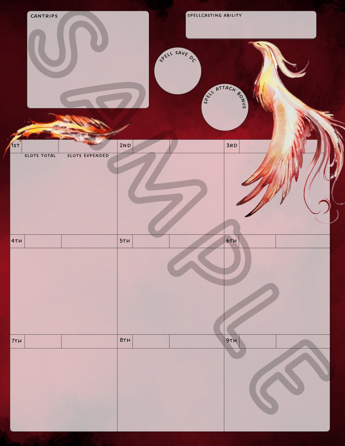 Dnd 5e Character Sheets Phoenix Form Fillable - Etsy