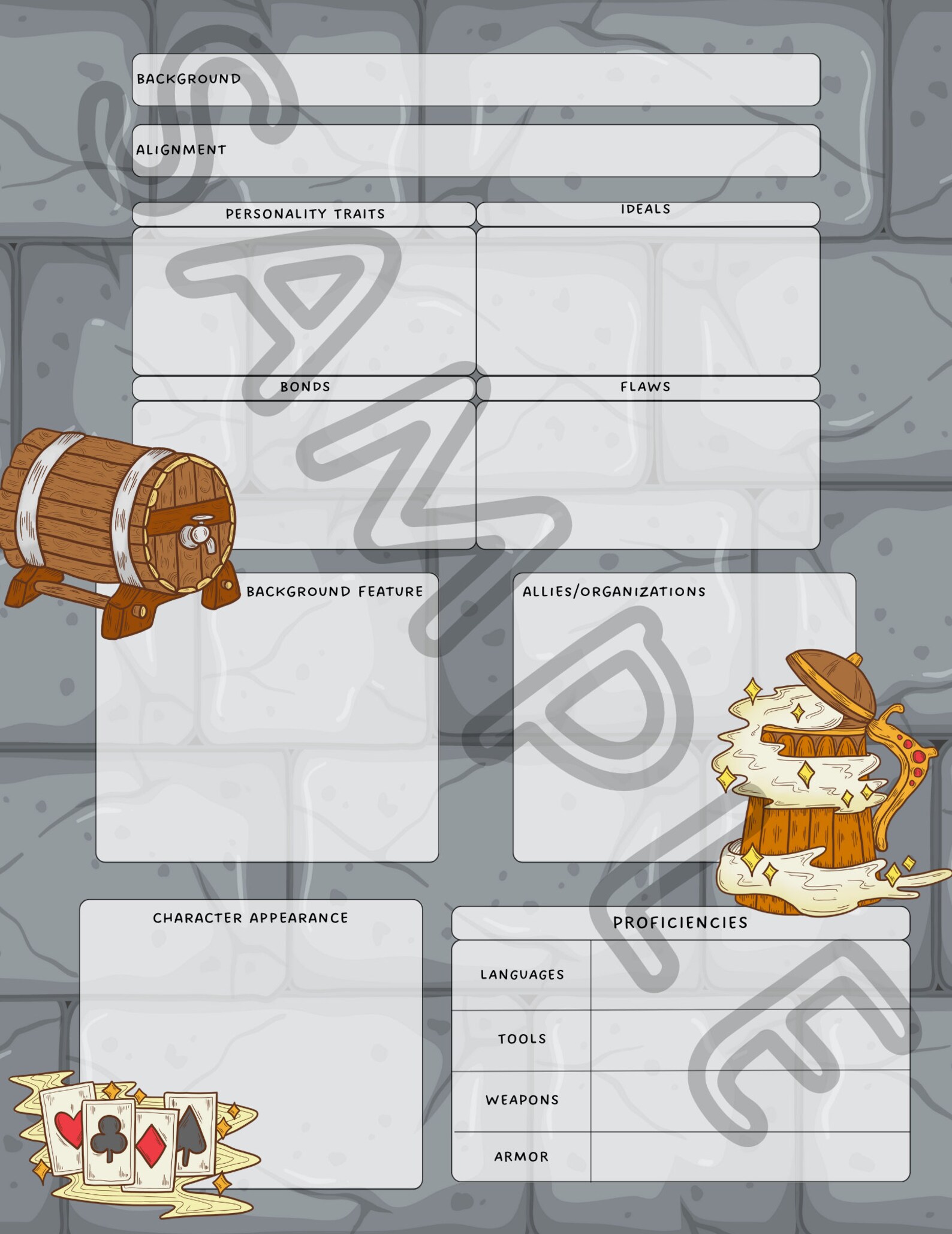 Dnd 5e Character Sheets Tavern Vibes Form Fillable - Etsy
