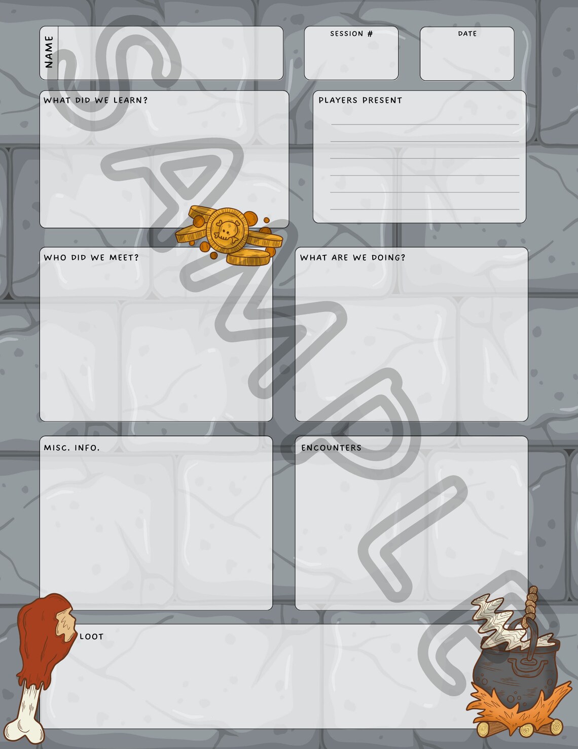Dnd 5e Character Sheets Tavern Vibes Form Fillable - Etsy