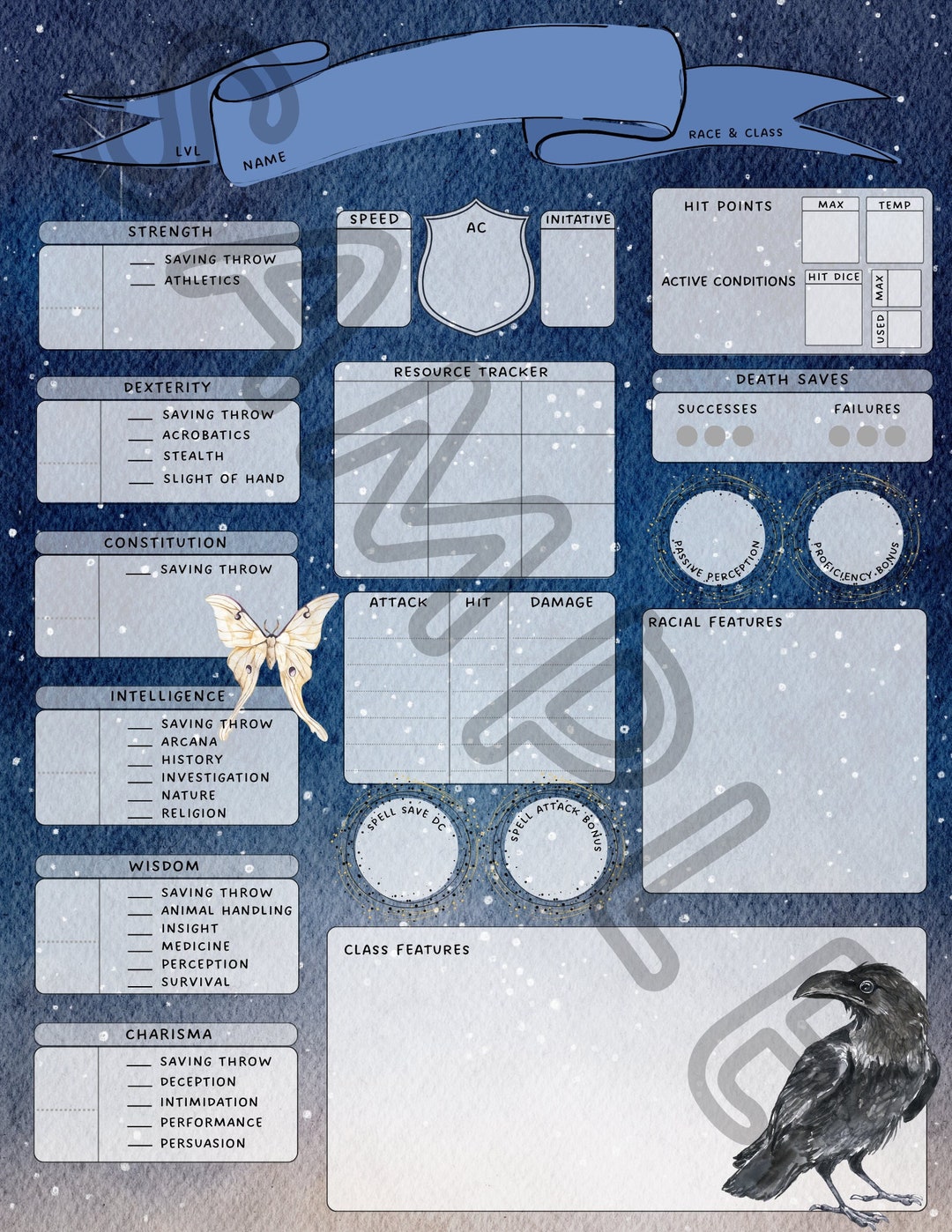 Dnd 5e Character Sheets Witchy Vibes Form Fillable - Etsy