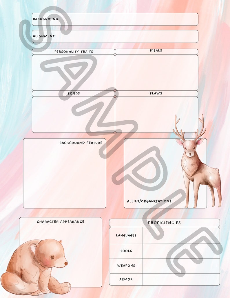Dnd 5e Character Sheets Critters Form Fillable - Etsy