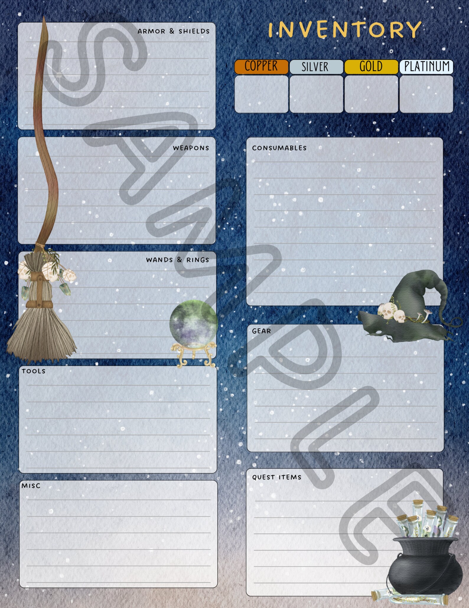 Dnd 5e Character Sheets Witchy Vibes Form Fillable - Etsy