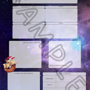 Dnd 5e Character Sheets Space Form Fillable - Etsy