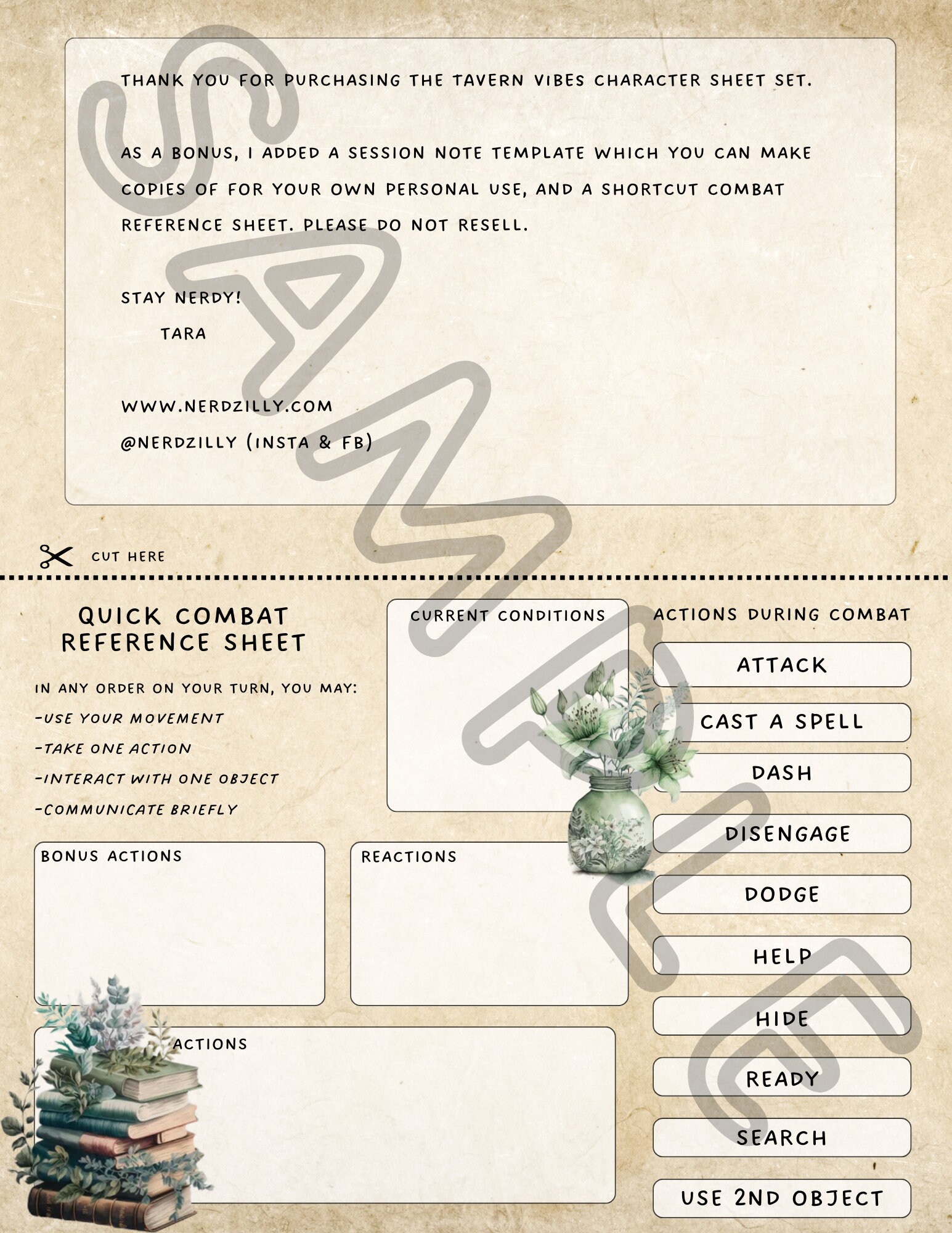Dnd 5e Character Sheets: Greenery & Books Form Fillable - Etsy