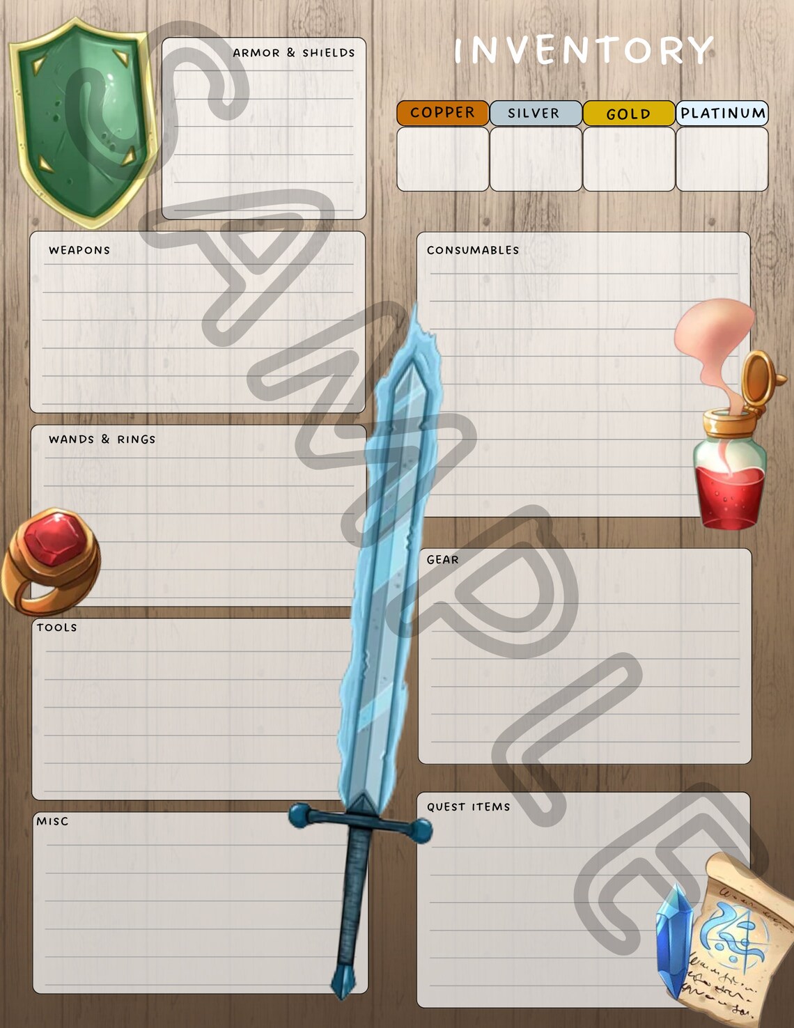 Dnd 5e Character Sheets Armory Form Fillable - Etsy