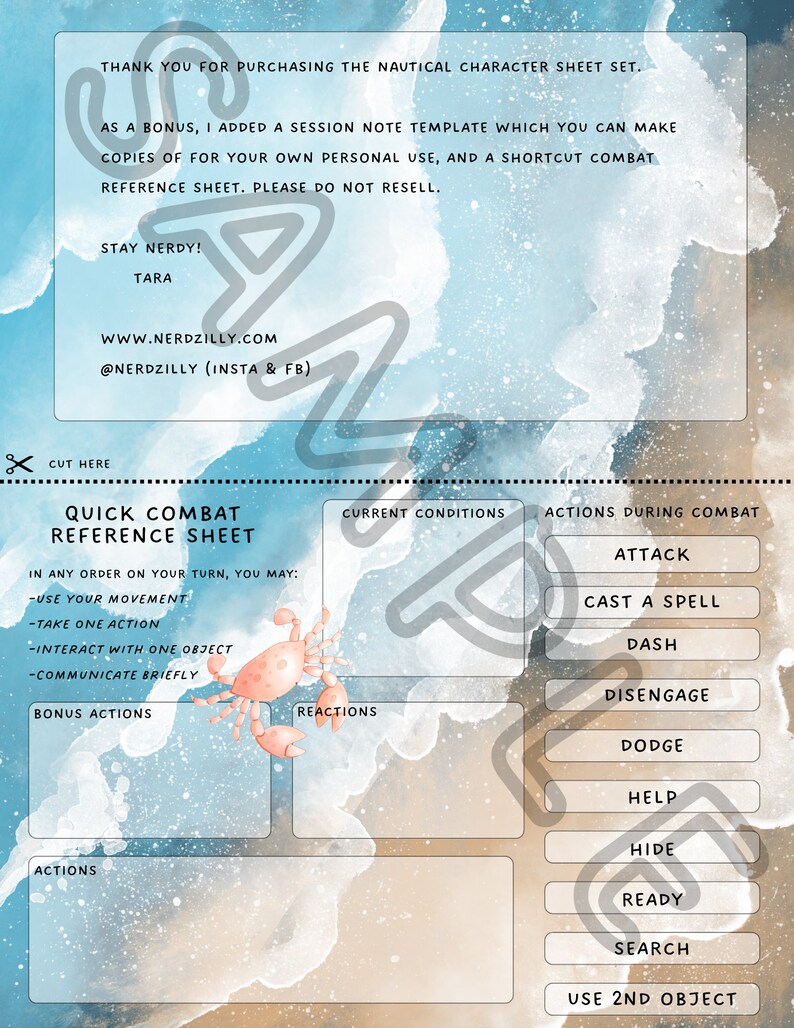 Dnd 5e Character Sheet Nautical Form Fillable - Etsy