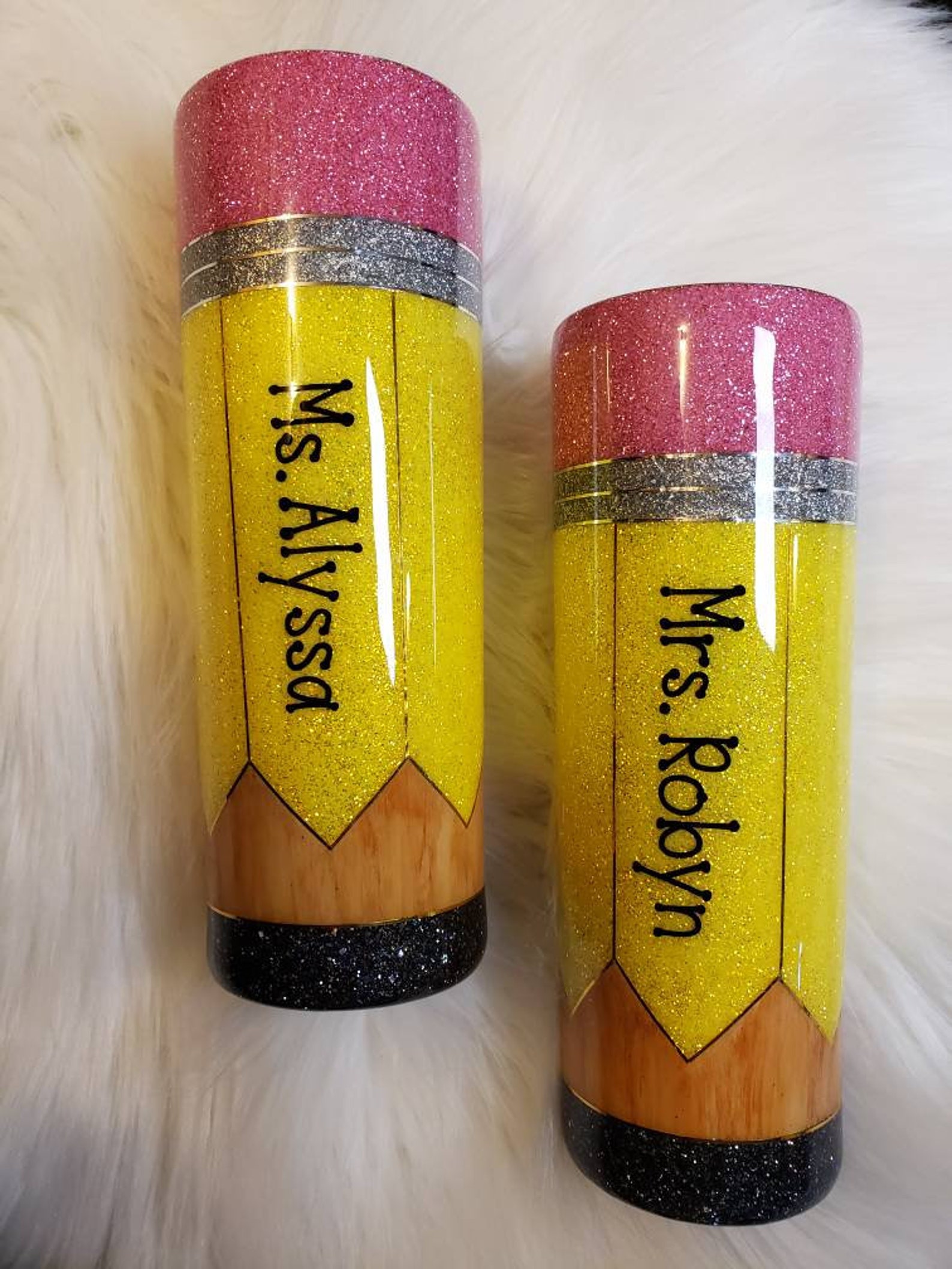 Glitter and Woodgrain Pencil Stainless Steel Tumbler - Etsy