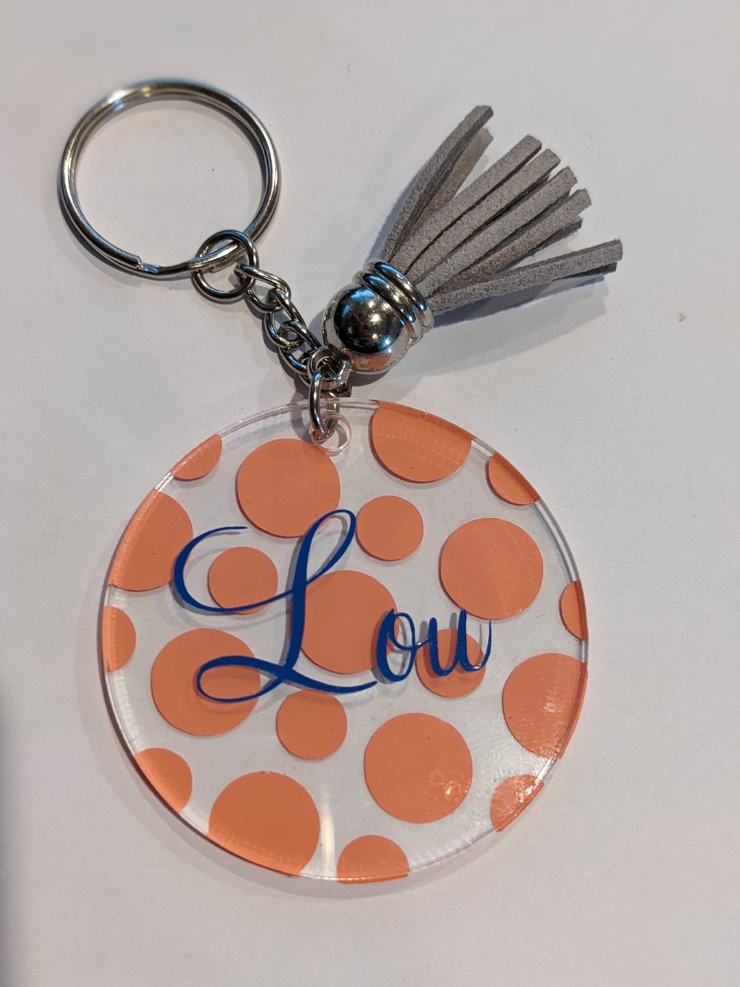 Personalized Polka Dots Keychain - Etsy