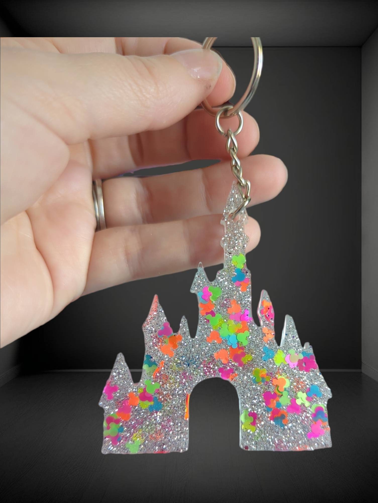 Sparkling Glitter Resin Dinsey Castle Keychain - Etsy