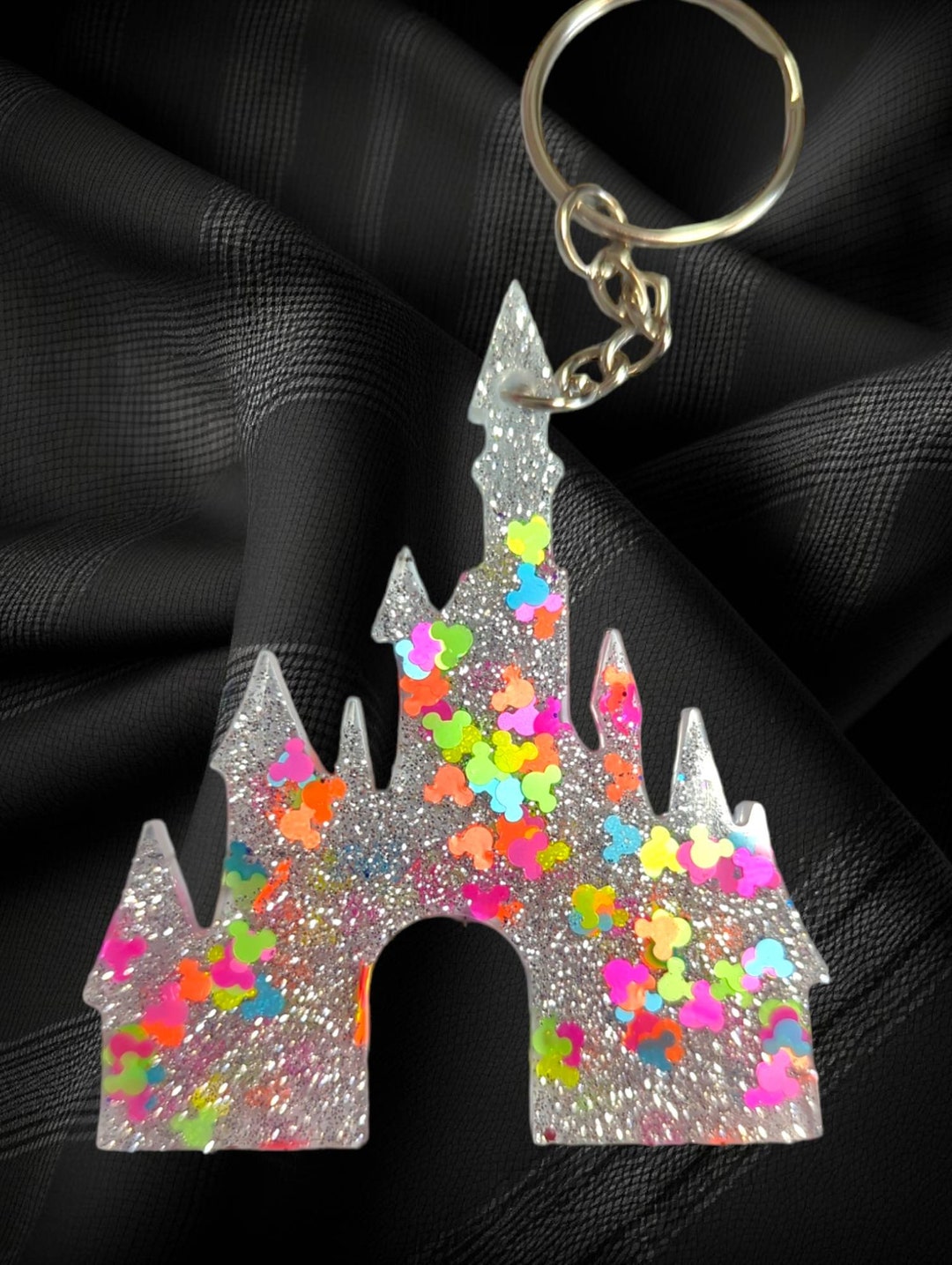 Sparkling Glitter Resin Dinsey Castle Keychain - Etsy