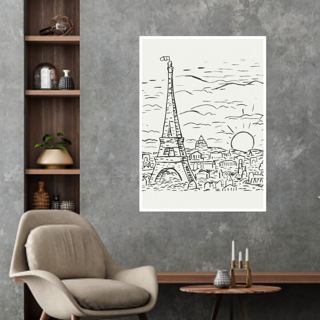 Eiffel Tower Drawing by Leo Gestel, Wall Art, Art Gift, Painting Prints ...
