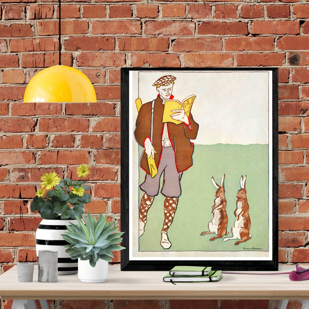 Man Reading a Book Print, Edward Penfield, Art Nouveau, Art Poster ...
