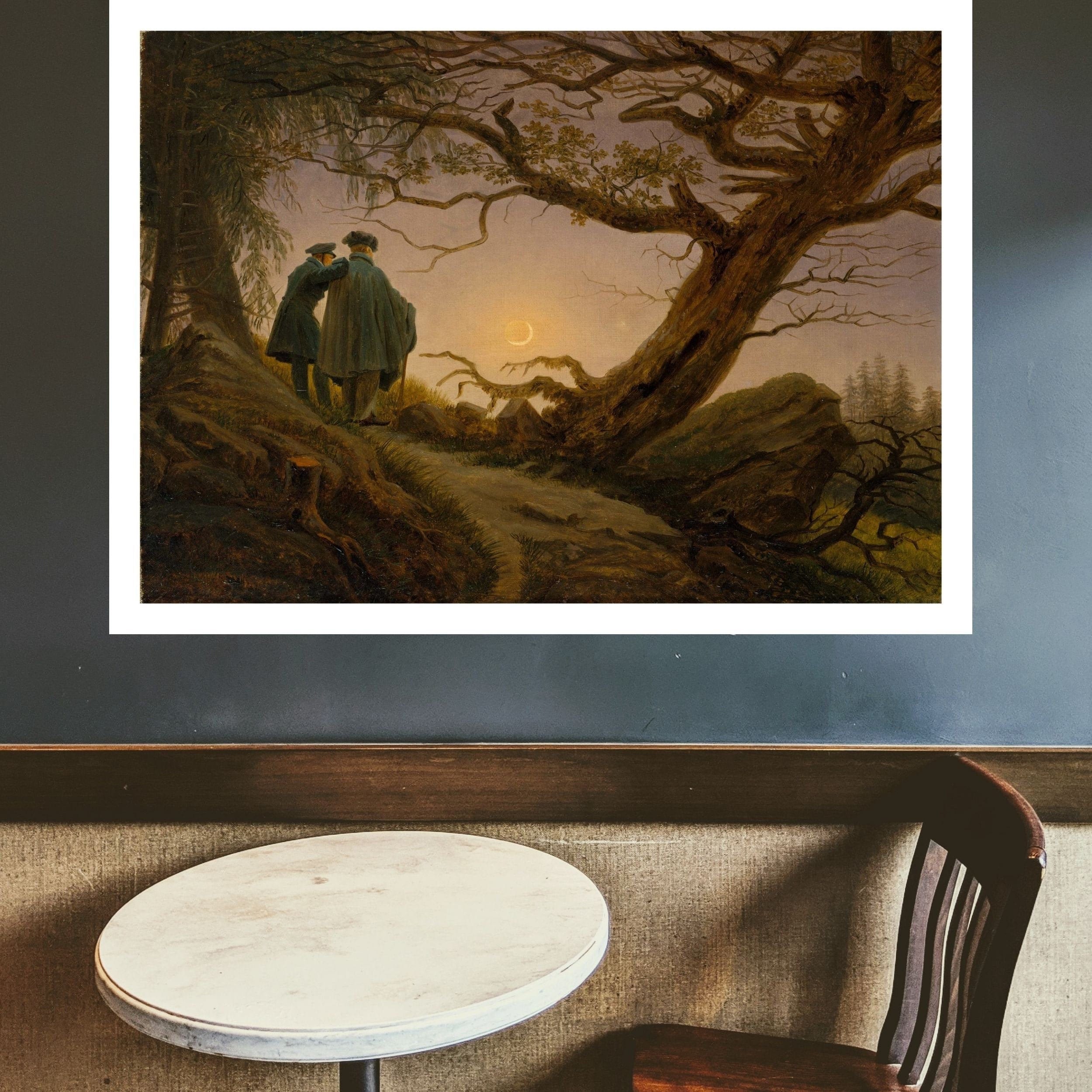 Two Men Contemplating the Moon Painting Print Caspar David | Etsy