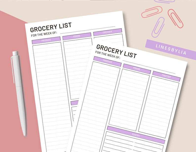 Grocery List Notepad Modern Grocery List Market List - Etsy