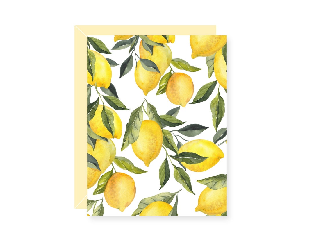 Lemon Greeting Card Lemon Design Card Citrus Card Thank You Card - Etsy