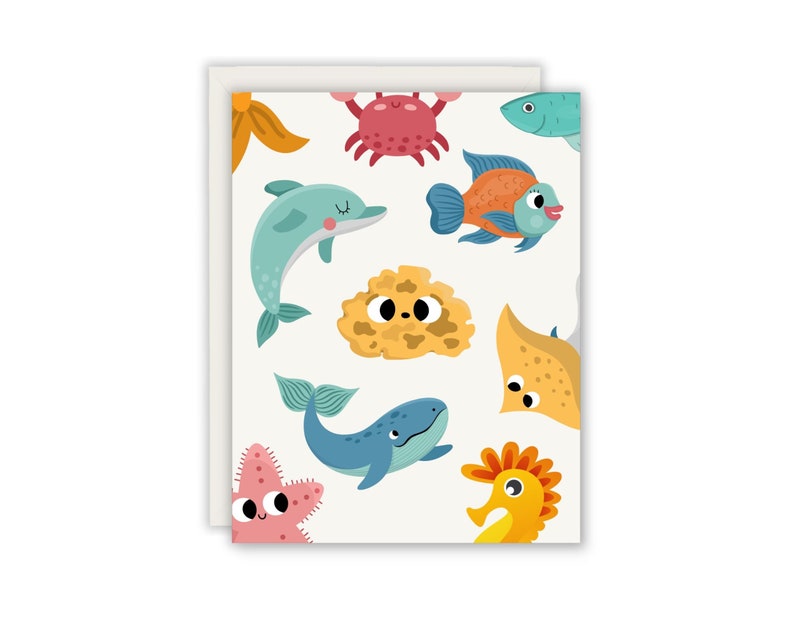 Under the Sea Birthday Card - Sea Creature Birthday Card - Kid Birthday ...