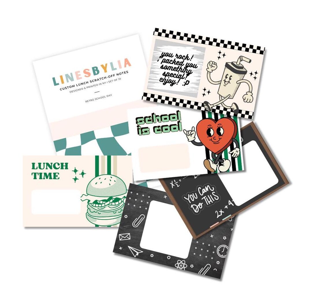 Retro School Scratch-off Lunchbox Note Cards - Etsy