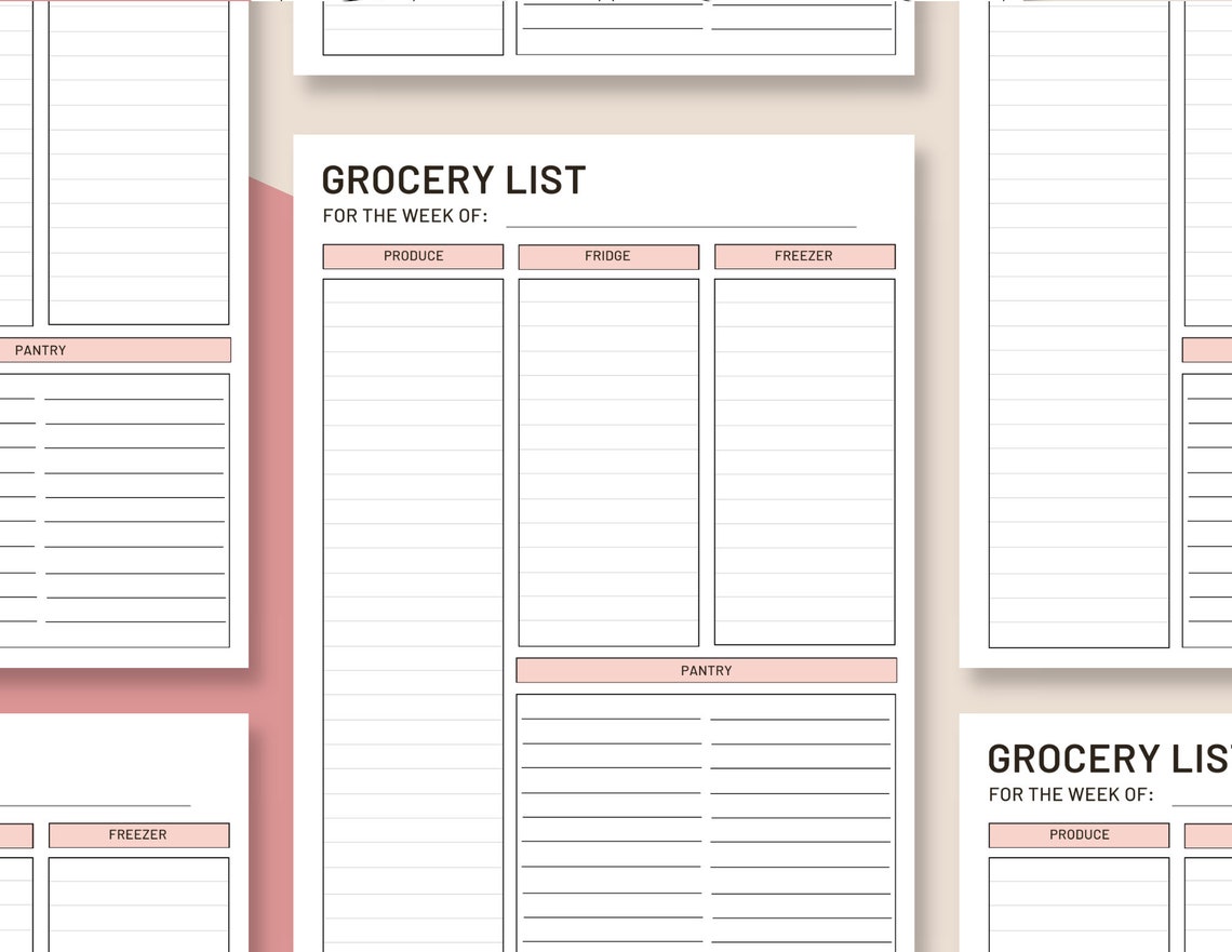 Grocery List Notepad Modern Grocery List Market List - Etsy