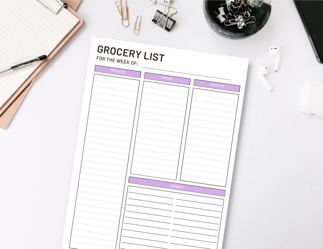 Grocery List Notepad - Modern Grocery List - Market List Notepad ...