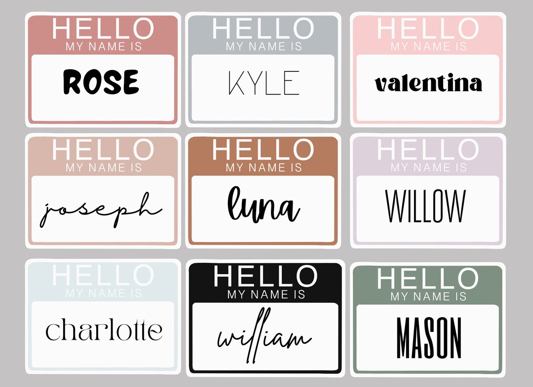 Personalized Hello My Name is Single Sticker- Baby Name Announcement ...