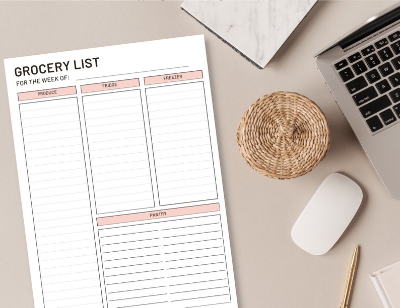 Grocery List Notepad Modern Grocery List Market List - Etsy