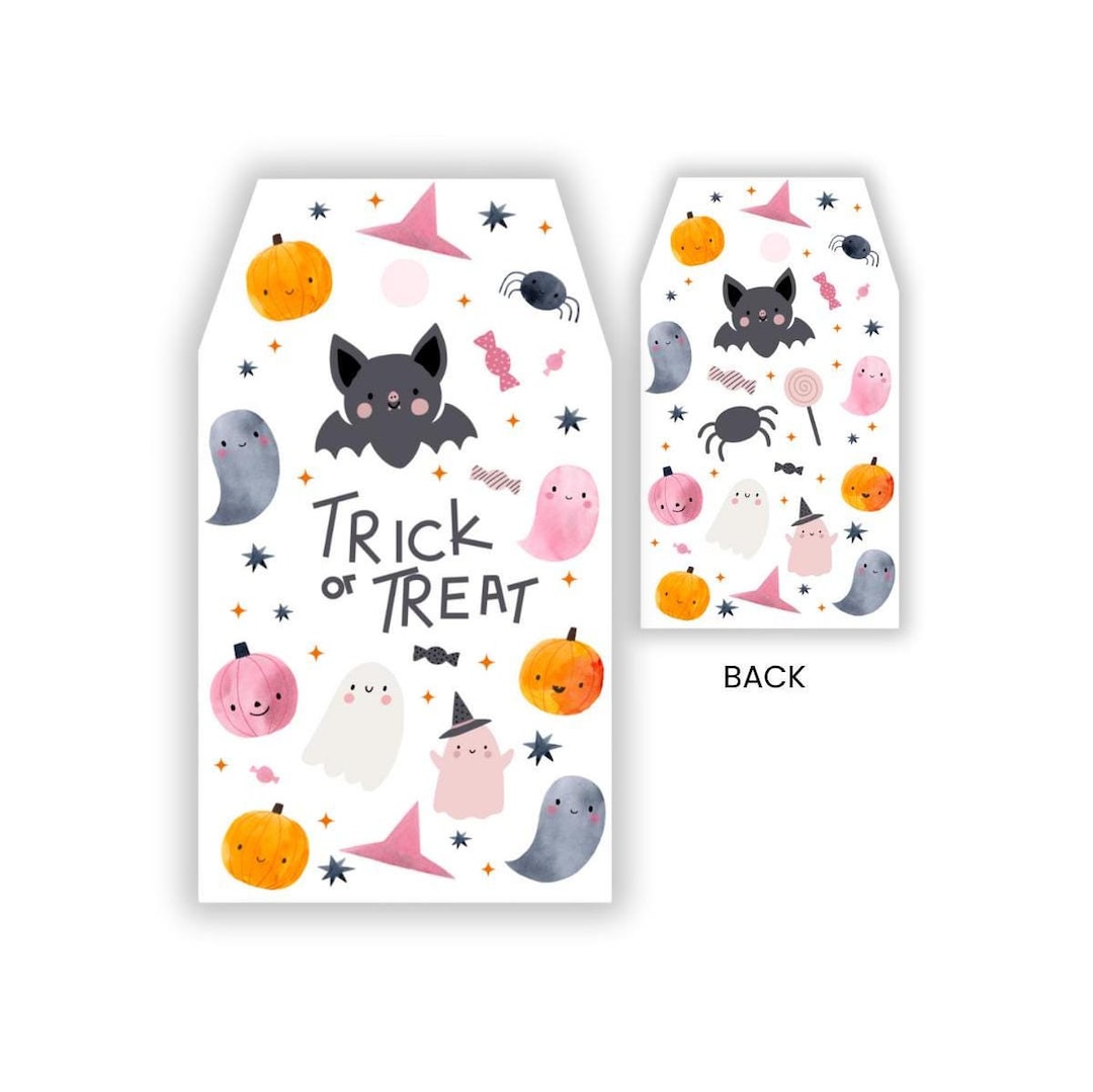 Trick or Treat Halloween Boo Basket Tag Happy Halloween Gift Tag Spooky ...