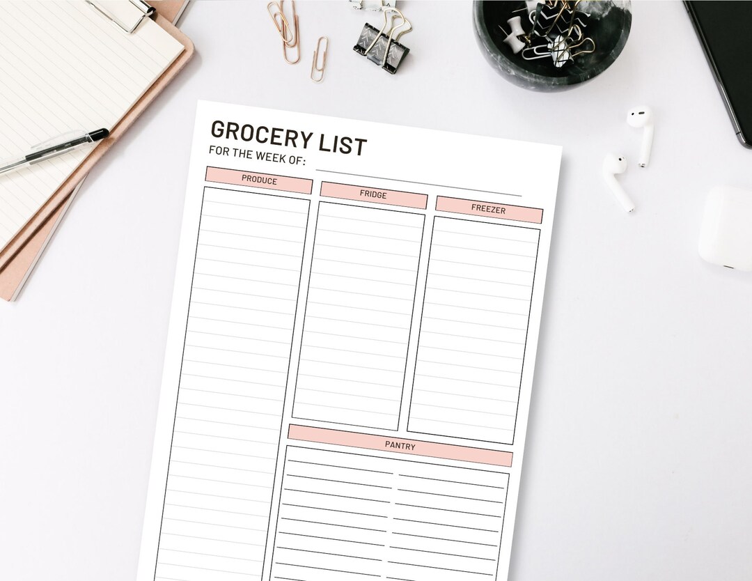 Grocery List Notepad - Modern Grocery List - Market List Notepad ...