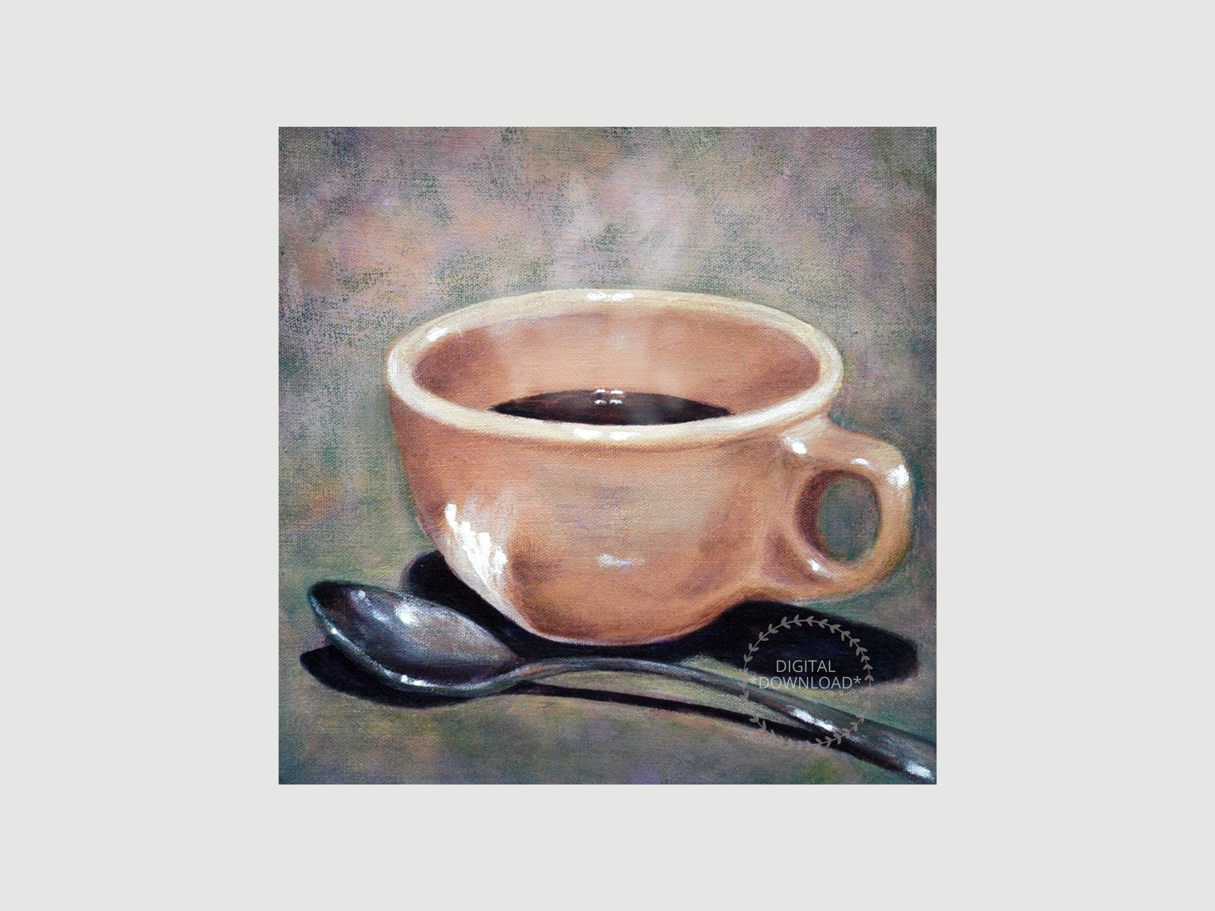 PRINTABLE PAINTING, Cup & Spoon Art Original by Vickie Sue Cheek ...