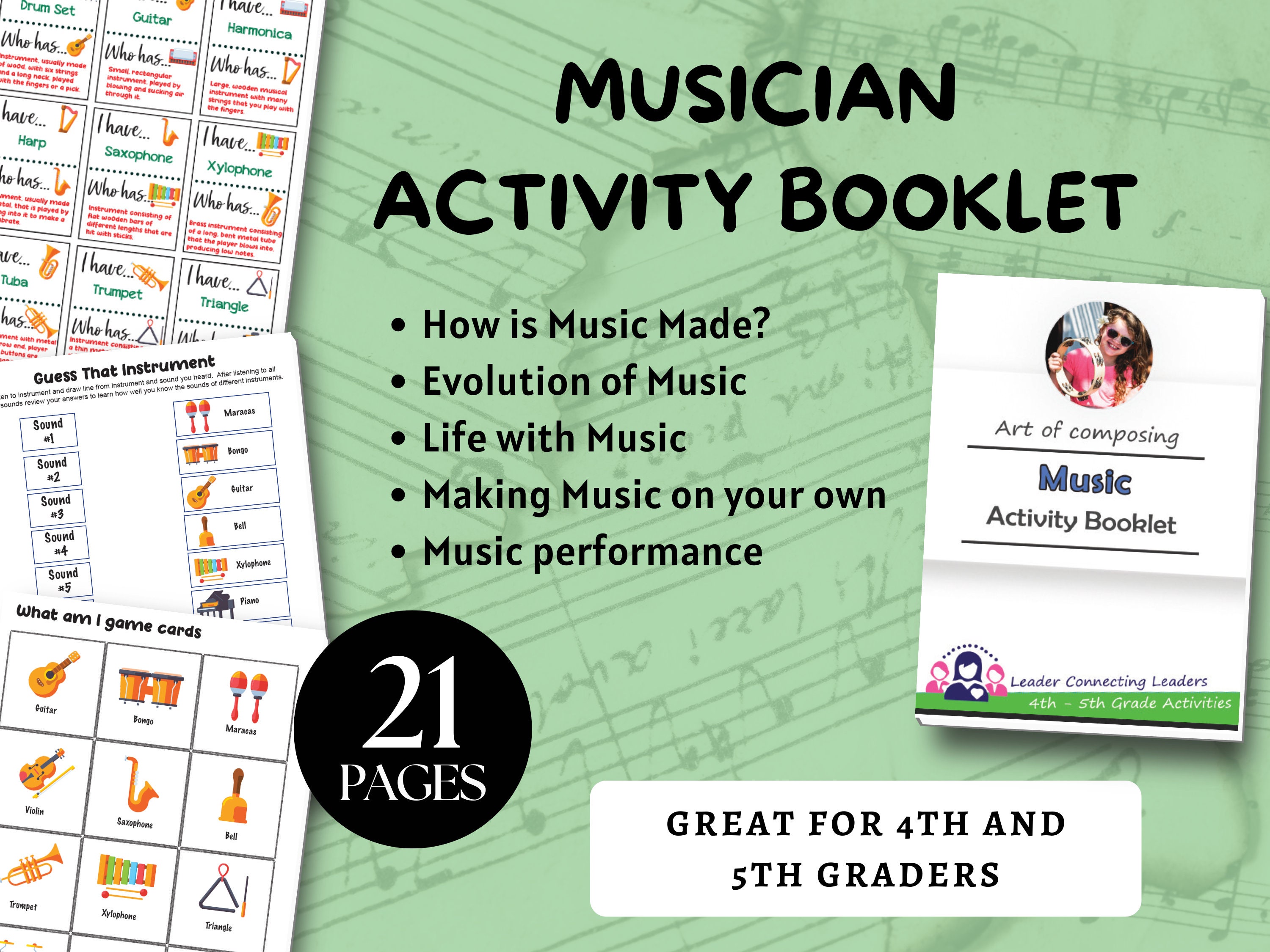 Musician Activity Booklet, Evolution of Music; Printable for Kids ...