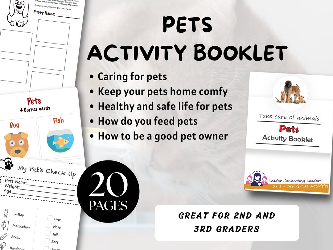 Pet Activity Booklet, Kid Games; Printable for Kids, Caring for Pet ...