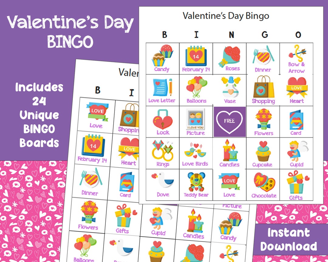 Valentine’s Day Bingo Game | Valentine’s Day Printable | Valentine’s ...